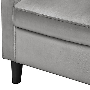 Yaheetech Accent Chair, Modern Velvet Armchairs with Big Ample Seat, Half Rounded Back, Cozy Upholstered Barrel Sofa Chair for Living Room Bedroom Waiting Room, Gray