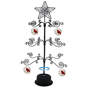 HOHIYA Metal Ornament Display Tree Stand Rotating Hanger 24 Inch Wire Hook Hanging for Halloween Christmas Balls Bauble Decorations Gift Craft Tabletop Black
