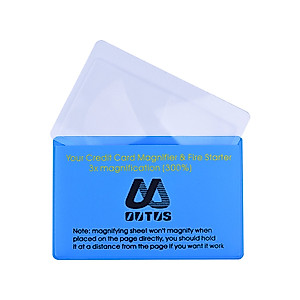 Outus 4 Pack Plastic Reading Magnifier Lens Credit Card Size Magnifier Wallet Pocket Lens Firestarter (300% Magnifier Lens)