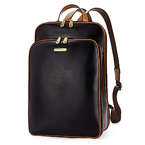 BOSTANTEN Womens Laptop Backpack, 15.6 inch Leather Computer Back Pack Business College Daypack Vintage Large Travel Bag