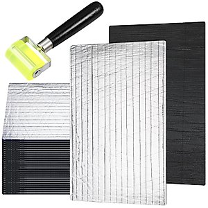 Tallew 31 Pcs 196 Mil Car Sound Deadening Mat Sound Deadener Automotive Audio Noise Insulation Dampening Insulation Mat with Rubber Roller for Hood Ceiling Door 15.7 x 9.8 in Each Sheet