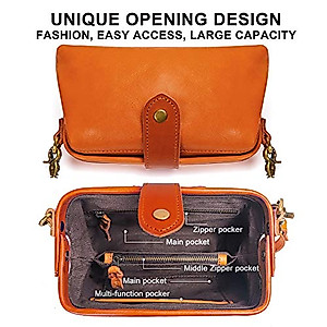 Top-Handle Bags Leather Crossbody Bags for Women Shoulder Bags Handmade Phone Purse Handbags Vintage Small Nice Little Messenger Bag Brown