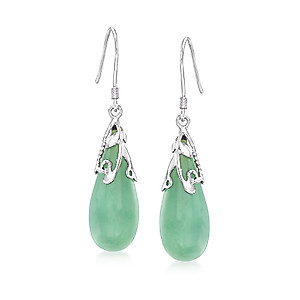 Ross-Simons Jade Teardrop Earrings in Sterling Silver