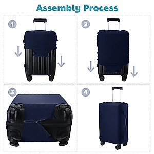 Kajaia 3 Pcs Luggage Cover Suitcase Protector Travel Suitcase Cover Anti Scratch Luggage Protector Washable Fits 18-28 Inch Luggage (Navy Blue)