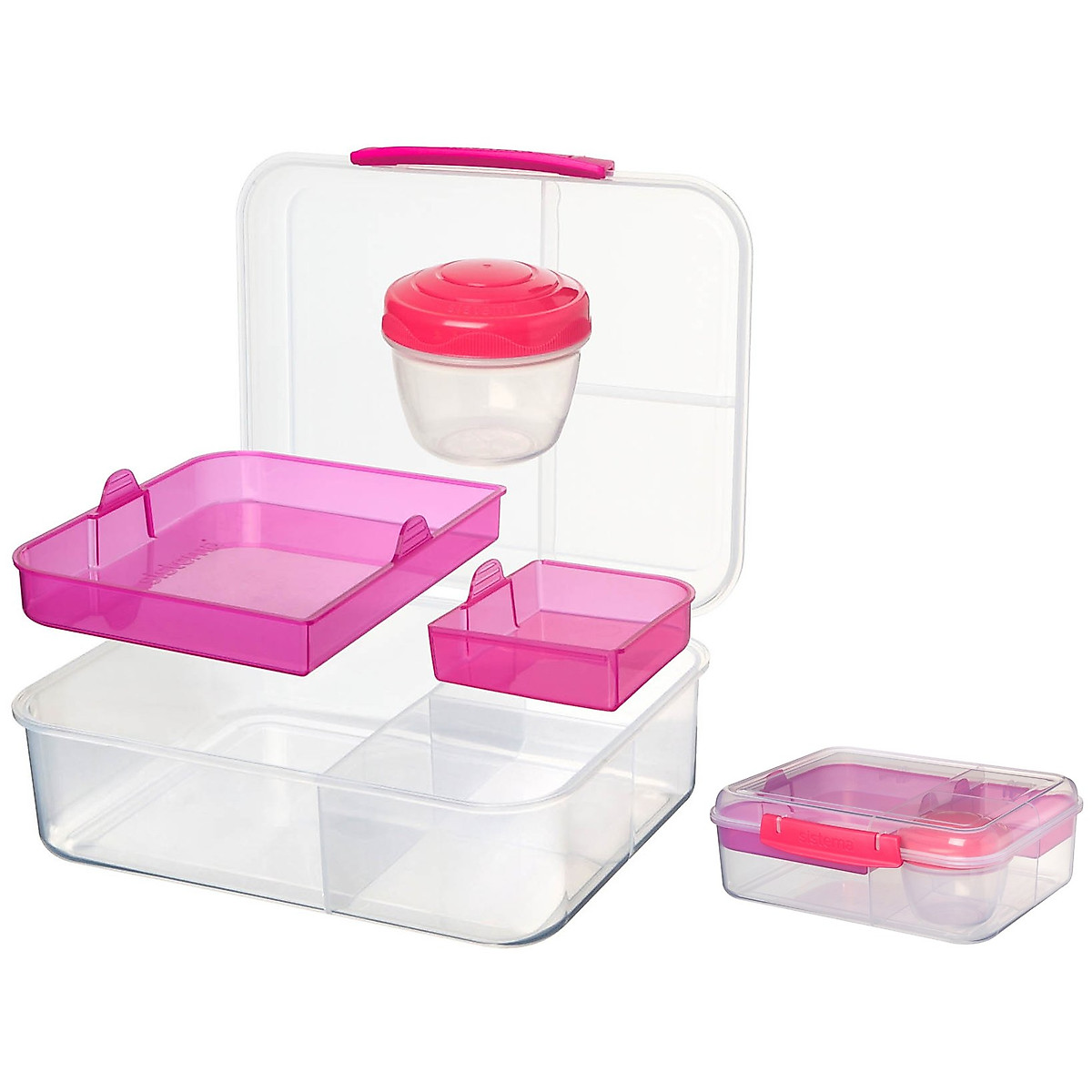 Sistema Bento Box Adult Lunch Box with 2 Compartments, Sandwhich,Salad Dressing Container,Dishwasher Safe,Color May Vary