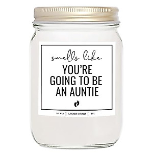 YouNique Designs Pregnancy Announcement for Aunt, Sister, Auntie 8 oz Candle - Aunt Pregnancy Announcement Gift - Smells Like Youre Going to be an Aunt Candle - New Aunt Gifts (Lavender & Vanilla)