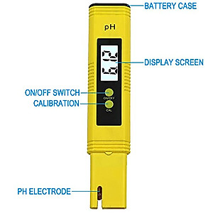 Digital PH Meter, WECHIC 0.01 PH High Accuracy Water Quality Tester with 0-14 PH Measurement Range for Household Drinking, Pool and Aquarium Water PH Tester Design with ATC (Yellow)