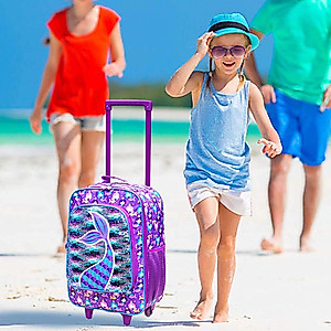 gxtvo Kids Suitcase with Wheels for Girls, Mermaid Rolling carry on Luggage for Toddler Children