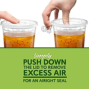 Elegant Disposables 16 OZ - 24 Sets Plastic Deli Food Storage Containers with Airtight Flexible Lids Microwavable, Leak Free, Washable, Freezer Safe.