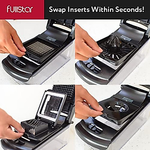 Fullstar Vegetable Chopper - Spiralizer Vegetable Slicer - Onion Chopper with Container - Pro Food Chopper - Black Slicer Dicer Cutter - 7 Blades