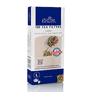 Finum Disposable Paper Tea Filter Bags for Loose Tea, Brown, Large, 100 Count