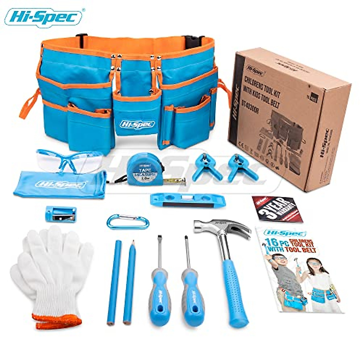 Hi-Spec 27 Piece Blue 4.8V Electric Cordless Power Screwdriver Bundle with Kids Belt Tool Kit Set