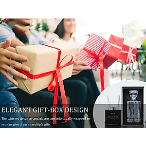 Whiskey Decanter Set for Men, We The People Decanter Set with Glasses, Engraved American Flag Decanter for Liquor Bourbon Gifts for Men Unique Birthday Father's Day Gifts for Men Dad