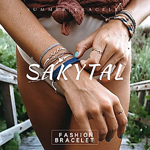 Sakytal Boho Gold Bangles Bracelets Layered Stackable Bracelet Set Hexagram Bracelet for Women