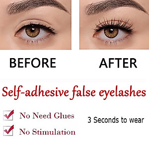 Bellefin Self Adhesive False Eyelashes Natural Look Fake Eyelashes No Glue Self Adhesive Eye Lashes Pack for Women Girls DIY Eye Lash Extensions #08