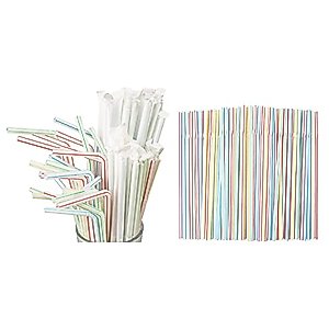 500 Pcs 8.27 Inch Colorful Flexible Plastic Drinking Straws,Individually Wrapped , Bendable,Disposable,Thick Straw for Party, for Use with Any Jumbo Cup or Water Bottle,BAP Free, Dia 0.24inch