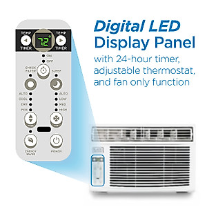 BLACK+DECKER BD145WT6 Window Air Conditioner with Remote Control, 14500 BTU, Cools Up to 700 Square Feet, White