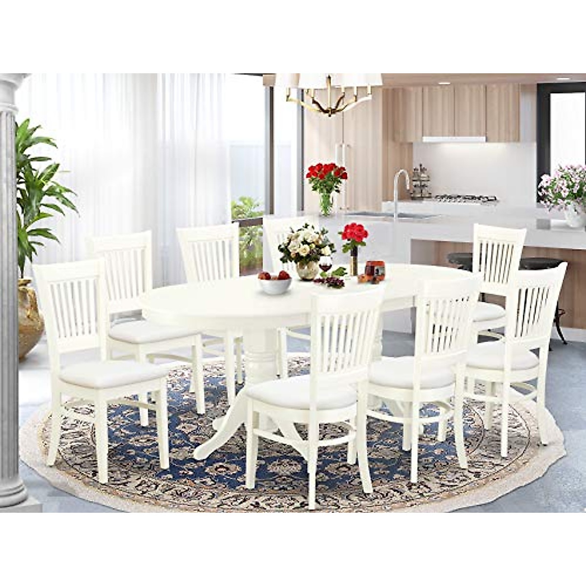 East West Furniture VAVA9-LWH-C Dining Set, 9-Piece