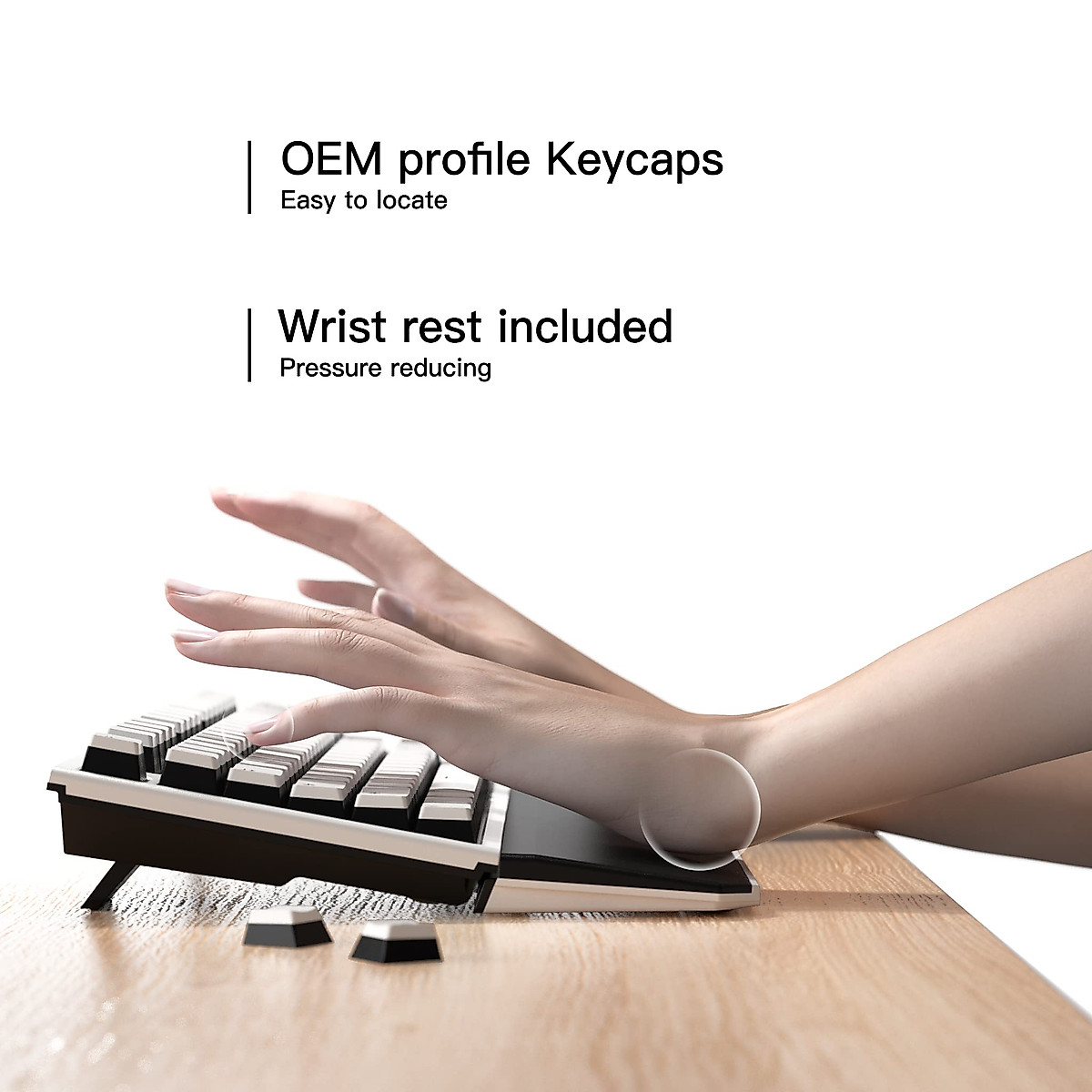 Hexgears X3 Wireless Mechanical Keyboard TKL 87 Keys, Kailh Box 3.0 Red Switch, Ergonomic, N-Key Rollover, Backlit Gaming Keyboard with Wrist Rest for PC/Tablet/PS/Xbox/Mac/Laptop
