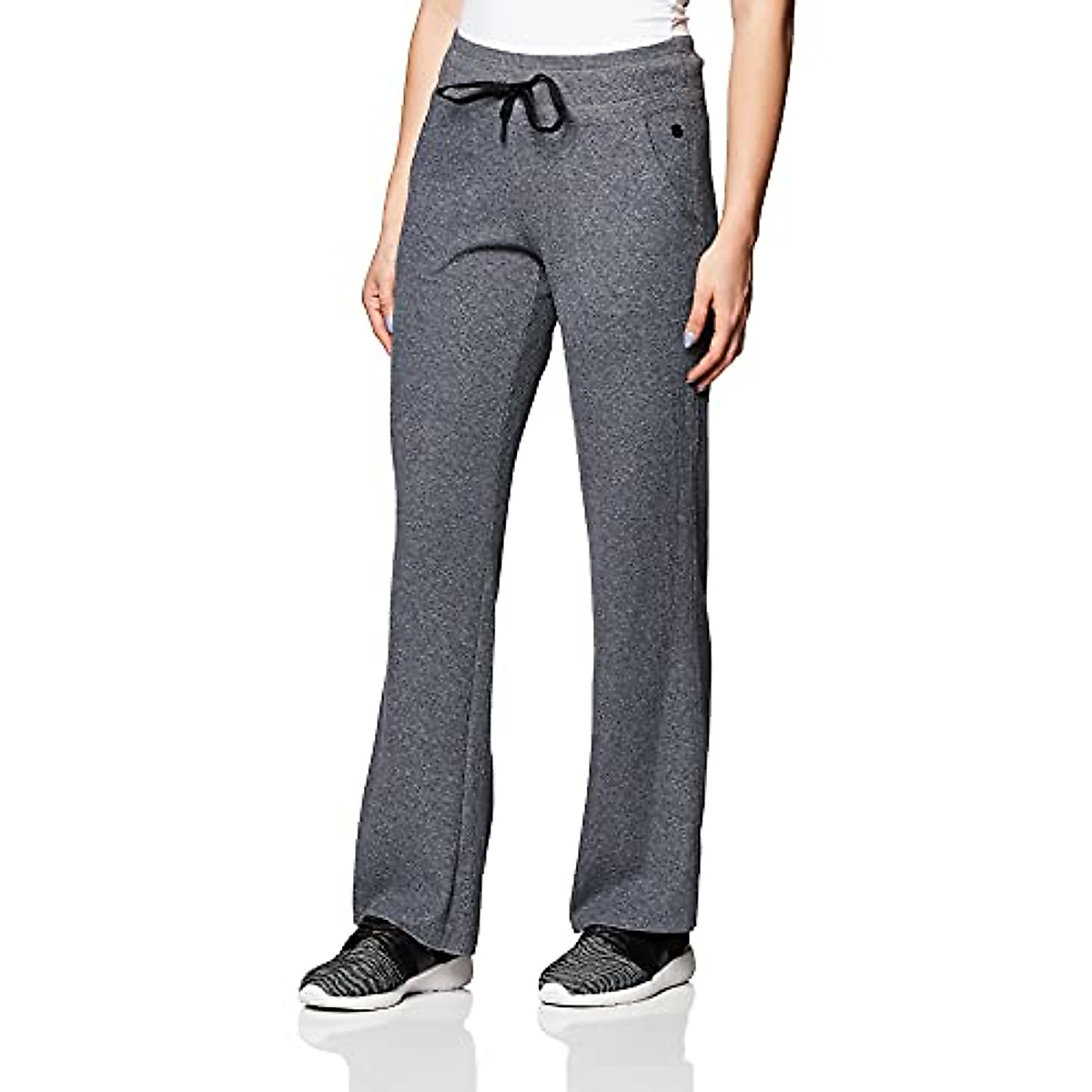 Calvin Klein Women's Premium Performance Thermal Wide Leg Pant, Black Heather, Medium