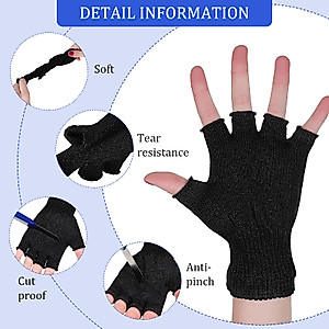 2 Pair Cut Resistant Half Finger Protection Gloves for Home Use (Grey and Black)