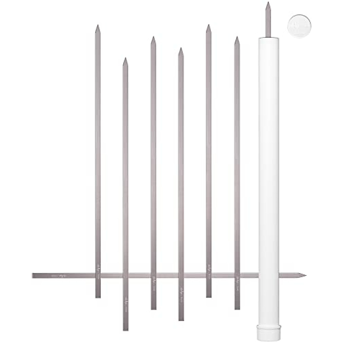 + HOM 8 Kebab 1/2" Wide Flat Skewers, Stainless Steel, No-Wood Handle, Shish, Adana Kabob, Carrying Case