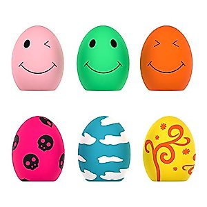 SCHITEC Dog Squeaky Toy, 6 PCS Latex Bouncy Egg Balls with Squeaker for Puppy Small Pet Dogs, Soft Rubber Sound Toys for Interactive Fetch Play