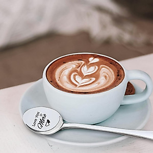 GLOBLELAND 7.6inch "Love You More" Engraved Stainless Steel Spoon with Gift Box Funny Table Dinner Spoon Soup Coffee Spoon for Friends Families Festival Wedding Anniversary