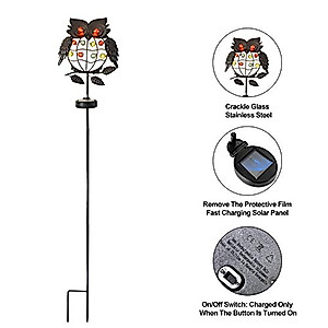 Joiedomi Garden Solar Lights Outdoor, Solar Powered Stake Lights, 10 LED Metal Owl Decorative Lights Waterproof for Walkway,Pathway,Lawn,Patio,Courtyard (Bronze)