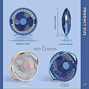 Chchmu USB Desk Fan Mini Desktop Table Fans 2 Speed Personal Quiet Fan with Strong Airflow Portable Cooling Fan with Head Adjustable for Home Bedroom Dormitory Office Table & Desktop, Gold