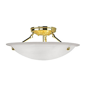 Livex Lighting 4274-02 Flush Mount with White Alabaster Glass Shades, Polished Brass
