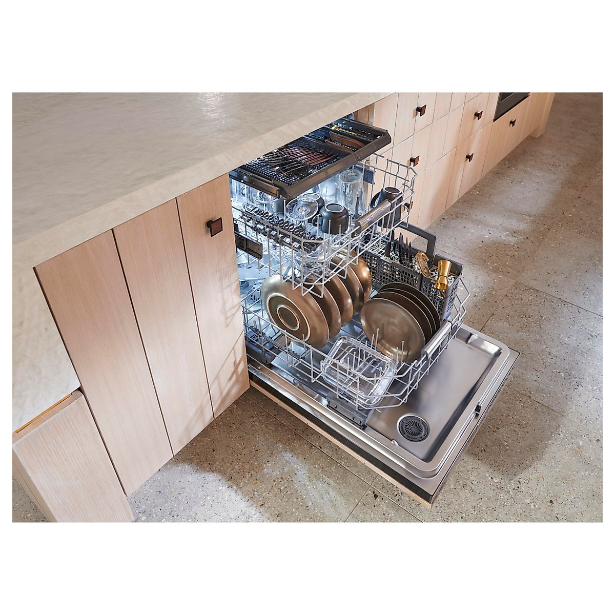 Monogram ZDT985SINII 24 Inch Wide 16 Place Setting Energy Star Rated Built-In Top Control Dishwasher with Hard Food Disposer and Max Dry System - Custom Panel