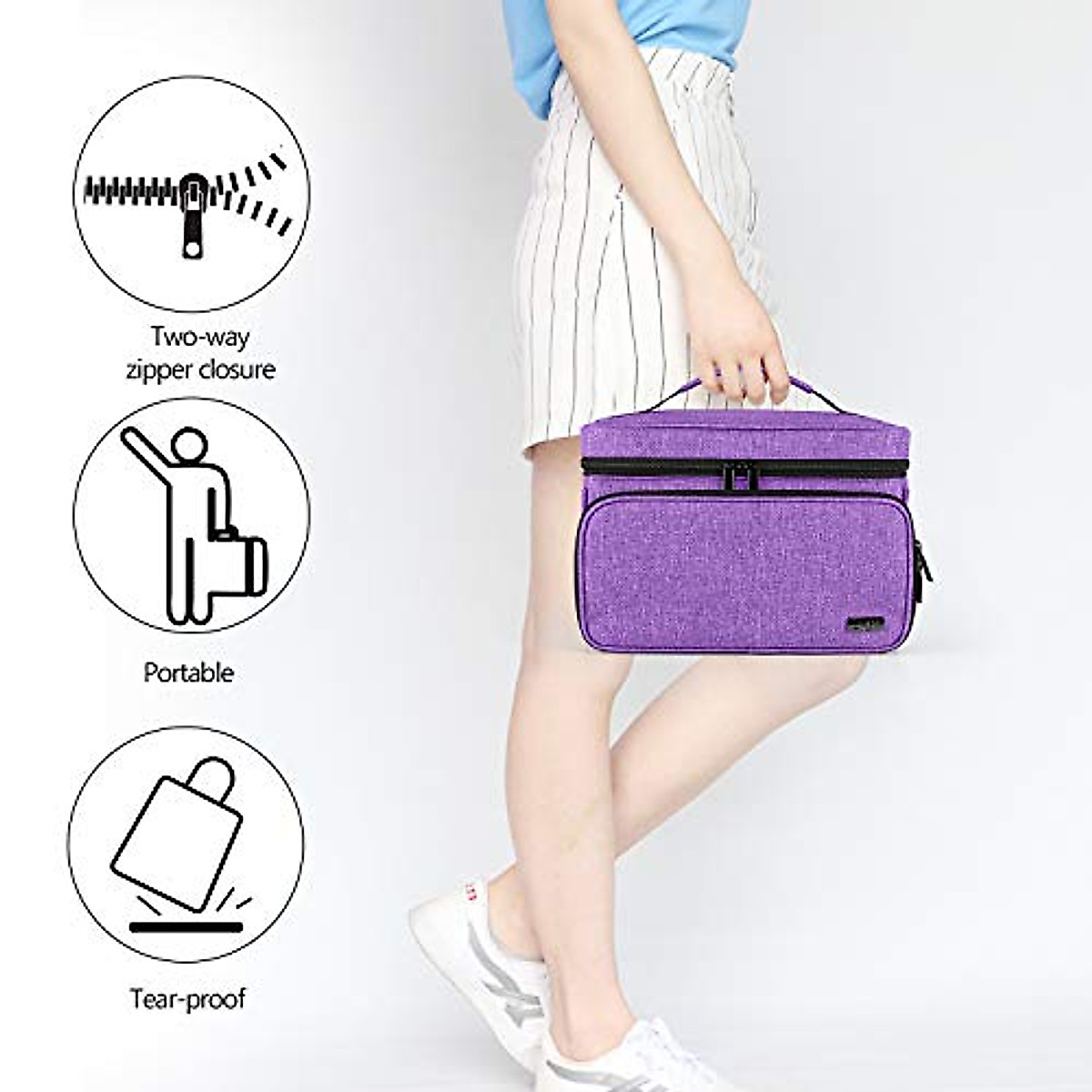 Luxja Sewing Accessories Organizer with 2 Detachable Clear Pockets, Sewing Supplies Organizer (Patent Design), Purple
