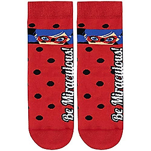 Miraculous Ladybug Girls' Lady Bug Socks Pack of 3 Size 10 to 13 Multicolored