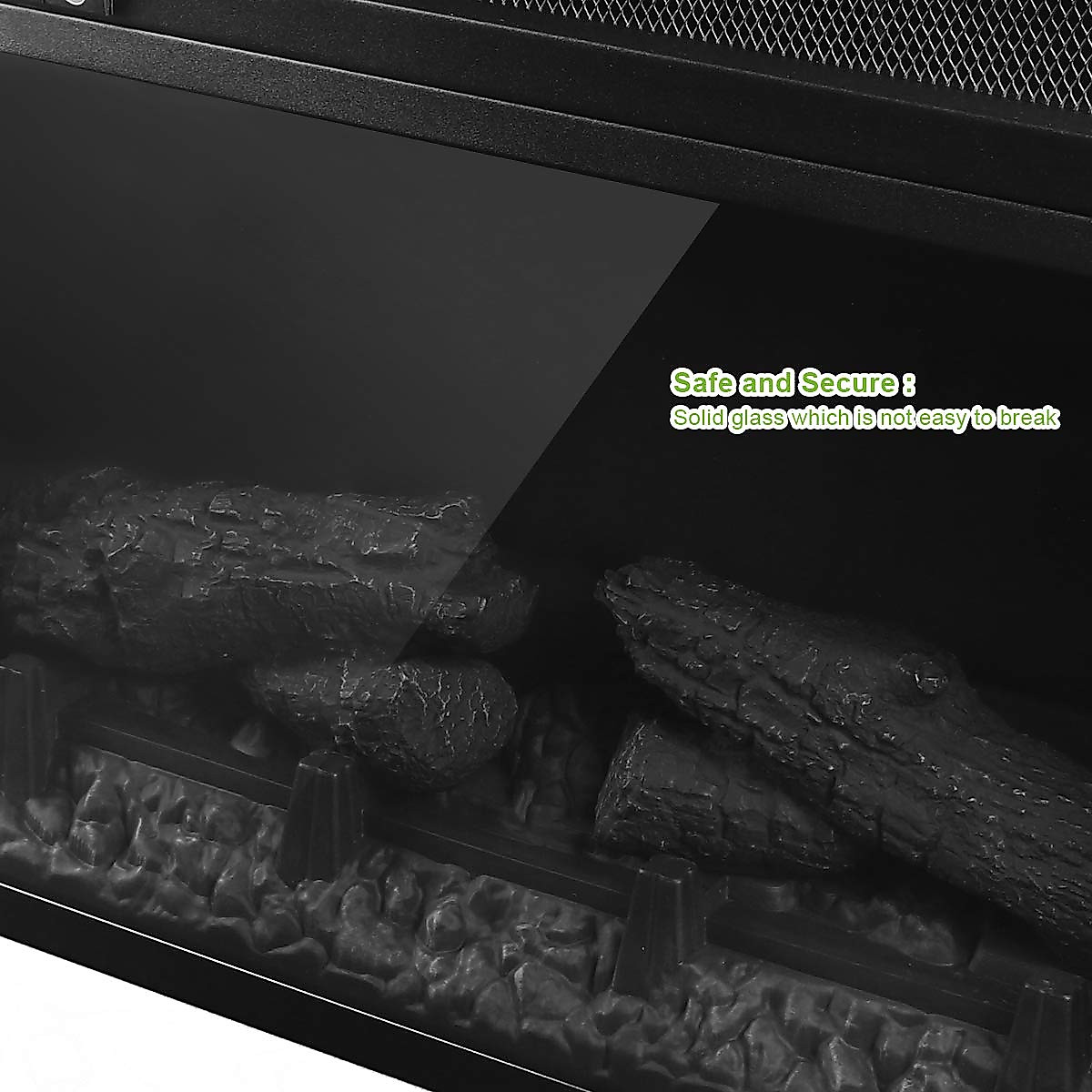 Geniqua 24" Insert/Freestanding Electric Fireplace w/Remote Heater Log LED Flame Timer