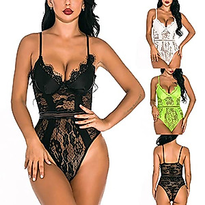 wodceeke Womens Exotic Corset Chemise Bodysuit Bralette Nightwear juguetes sexual para sexo en pareja crotchless lingerie 311 (White, XXL)