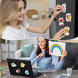 Kanayu 16 Pcs Cute Fridge Magnets Fun Puns Magnetic Stickers Decorative Refrigerator Decal Funny Magnets for Locker Fridge Stickers for Whiteboard Laptop Office School Student Adult (Food and Animal)