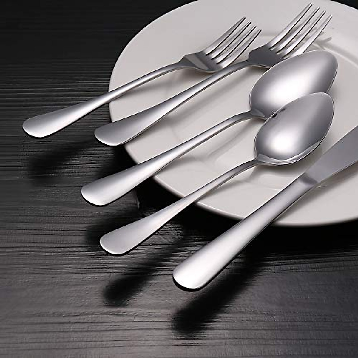 CIYOUTTO Silverware Set Flatware set ,20-Piece Service for 4,Kitchen Eating Utensils Set Stainless Steel Tableware Cutlery, Includes Dinner Knife/Fork/Spoon/Teaspoon/Salad Fork (Silver)