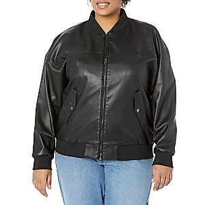 The Drop Women's Iman Vegan Leather Bomber, Black, M