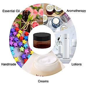 4 oz Amber Plastic Cosmetic Jars Leak Proof Container with Black Lid for Cream, Lotion, Powder, ointment, Beauty Products etc, 6 Pcs.