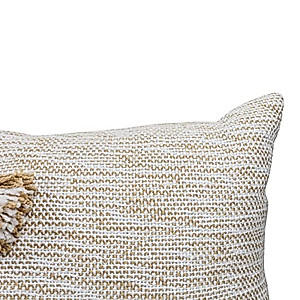 Foreside Home & Garden Tan Braided Accents 12X46 Hand Woven Filled Outdoor Pillow