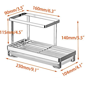 Kitchen Countertop Dish Soap Holder, Sponge Holder with Drain Pan - Kitchen Sink Organizer - Sink Caddy Holder - Sink Tray - Soap Holder - SUS304 Stainless Steel Sponge Soap Brush Holder