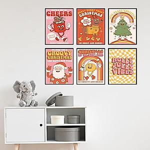 BigWig Prints Retro Christmas Posters - Christmas Wall Art, Pictures Wall Decor, Posters and Prints For Classroom, Vintage - Unframed Set of 6 Pack (8x12)