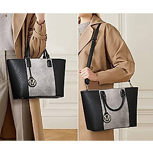 MKP Women Two Tone Large Tote Bags Top Handle Satchel Handbags Purses Set 2pcs