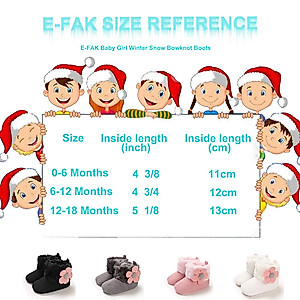 E-FAK Baby Boy Girl Boots Newborn Shoes Winter Snow Bowknot Anti-Slip Soft Sole Warm Infant Toddler Prewalker Booties(02 Black, 0-6 Months)