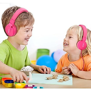 TENLUBEN Gorsun Kids Headphones Wired Headphone, Children Girls Boys Teen Lightweight Foldable Adjustable Corded On-Ear Headset for School Online Course Chromebook Cellphones Kindle Airplane (Pink)