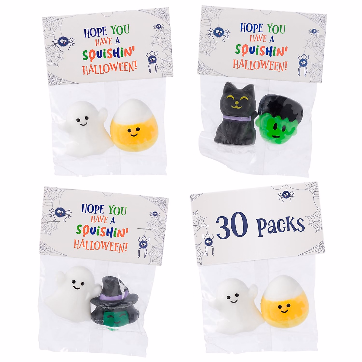 30 Pack Halloween Squishes, Halloween Party Favors, Halloween Classroom Favors, Squishy Toys, Goodie Bag Fillers, Bulk School for Kids, Halloween Treats Non Candy, Teal Pumpkin Project