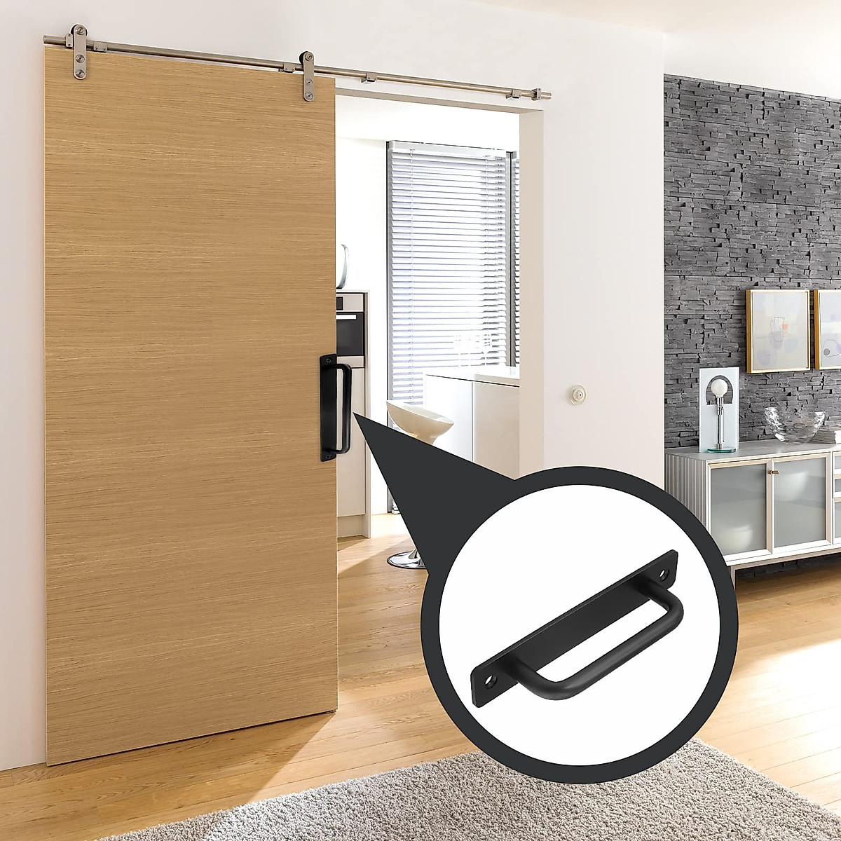 Cionyce 2 Pack Barn Door Pulls 5 inch Garage Handles Long Base Handle Pull for Shed, Gate with Mounting Screws(128mm,2 Pack)