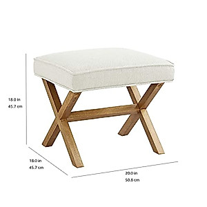 Amazon Brand – Rivet Mid-Century Modern X Ottoman Chair, 20" W, Ivory