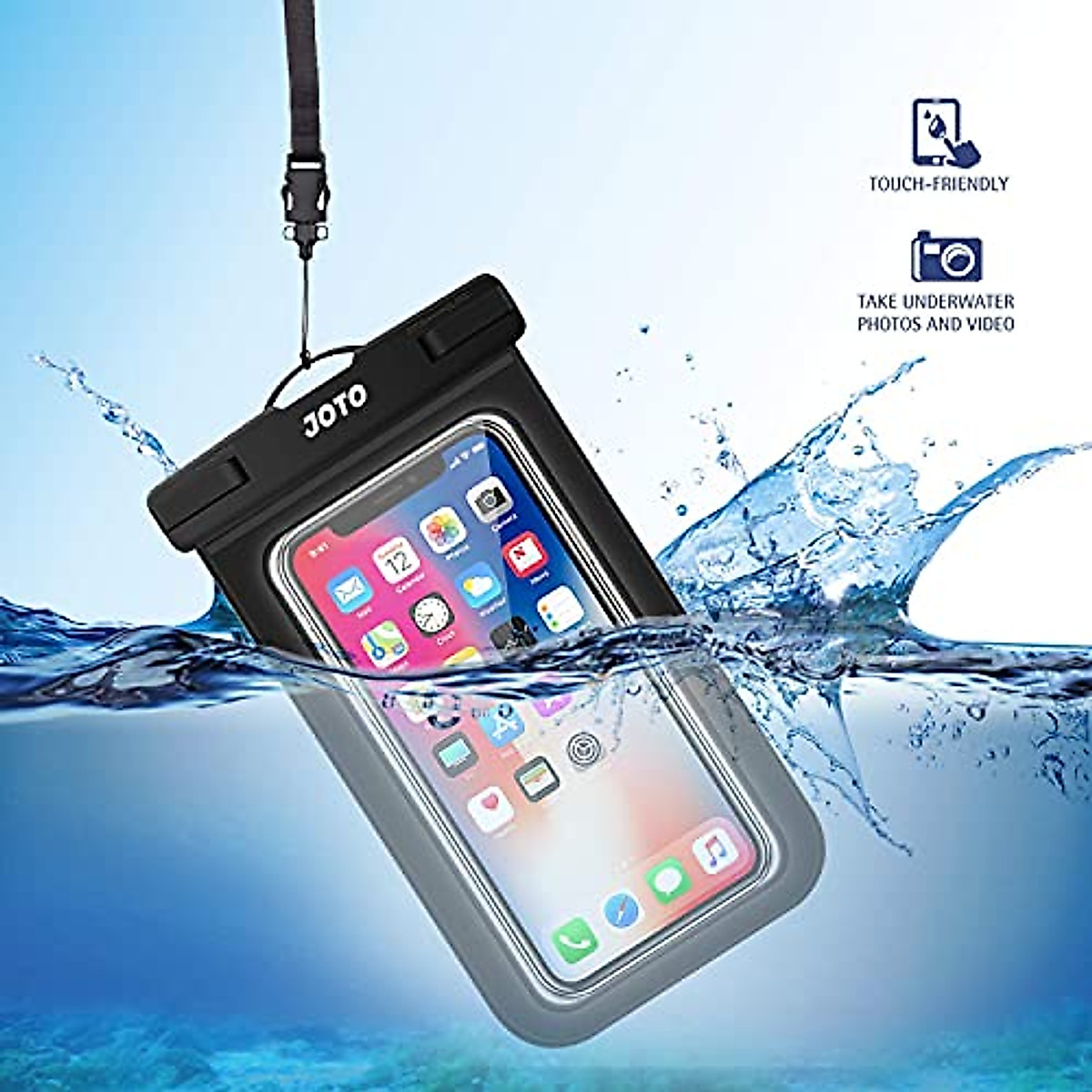 JOTO [2 Pack Universal Waterproof Pouch Cellphone Dry Bag Case Bundle with ProCase [2 Pack] Universal Waterproof Case for Phones up to 7"
